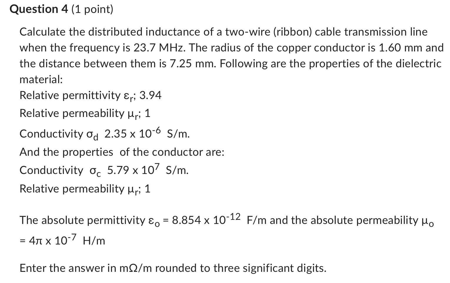 Solved Question 4 (1 ﻿point)Calculate the distributed | Chegg.com