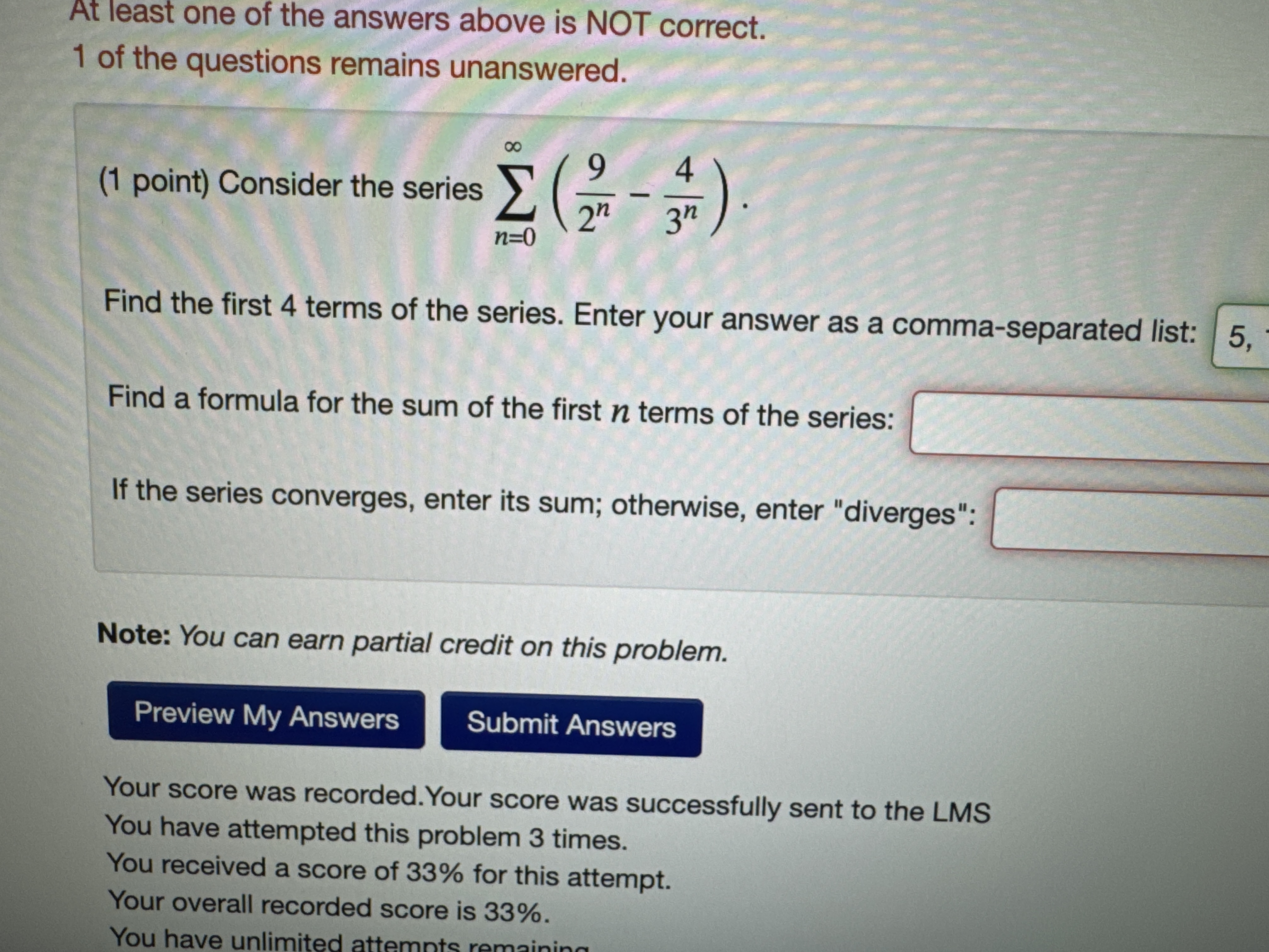 Solved At least one of the answers above is NOT correct.1 | Chegg.com