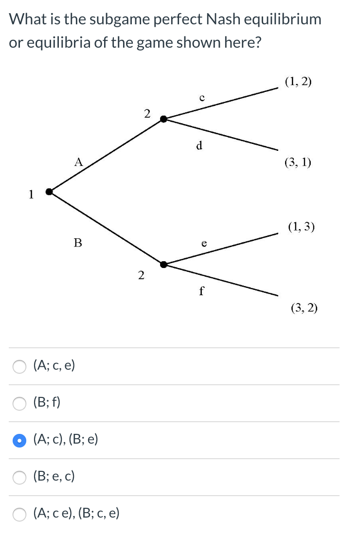 Solved What is the subgame perfect Nash equilibrium or | Chegg.com