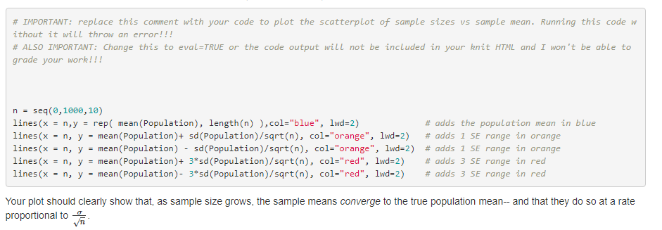 Solved Rcode to calculate the sample mean and then plot the | Chegg.com