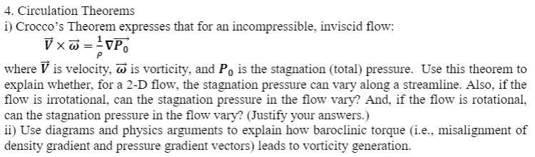 Circulation Theoremsi) Crocco’s Theorem expresses | Chegg.com