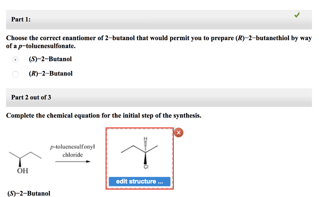 Solved Part 1: Choose the correct enantiomer of 2-butanol | Chegg.com
