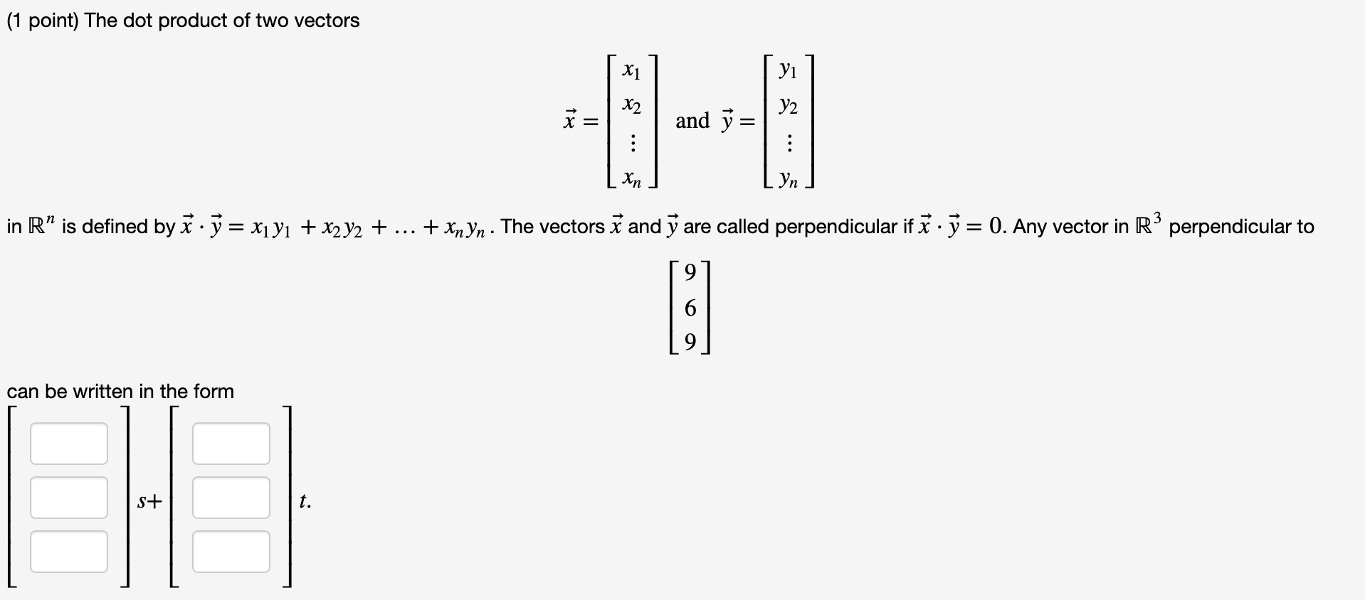 Solved The dot product of two vectors | Chegg.com