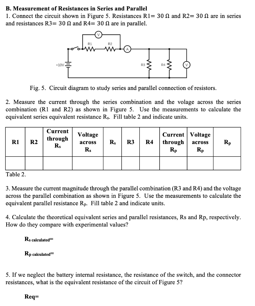 Solved B. Measurement of Resistances in Series and Parallel | Chegg.com