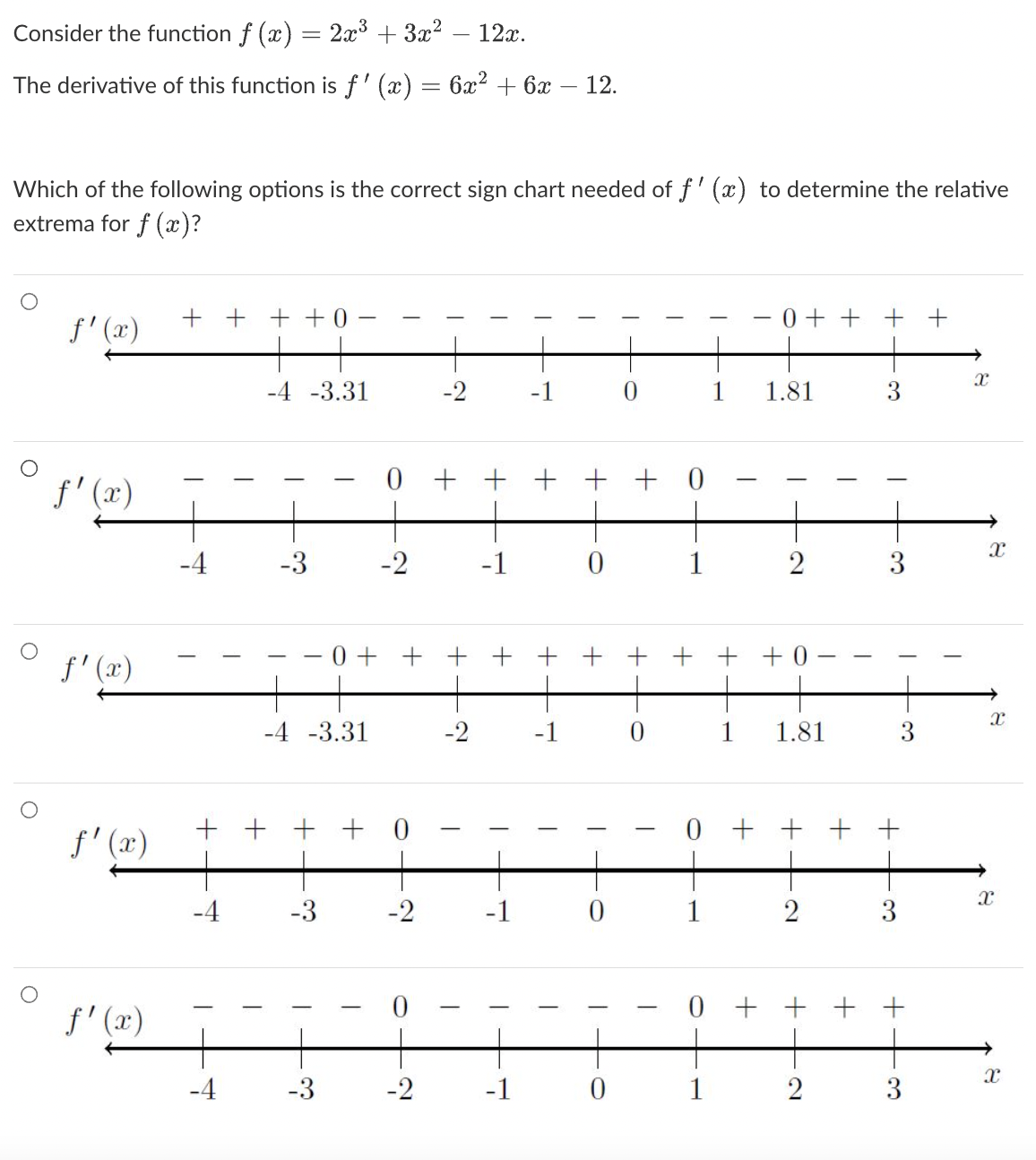 Solved Consider the function f(x)=2x3+3x2-12x.The derivative | Chegg.com