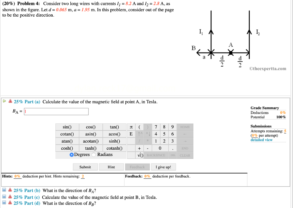 Solved (20%) Problem 4: Consider two long wires with | Chegg.com
