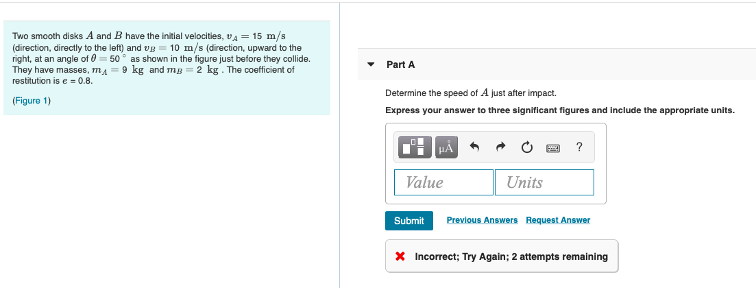 Solved Two smooth disks A and B have the initial velocities, | Chegg.com