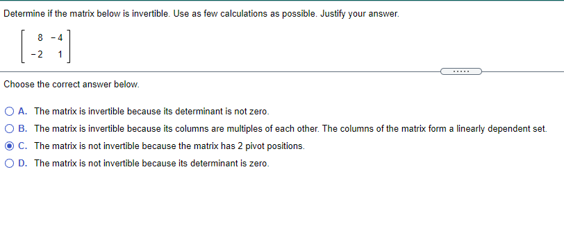 Solved Determine if the matrix below is invertible. Use as | Chegg.com