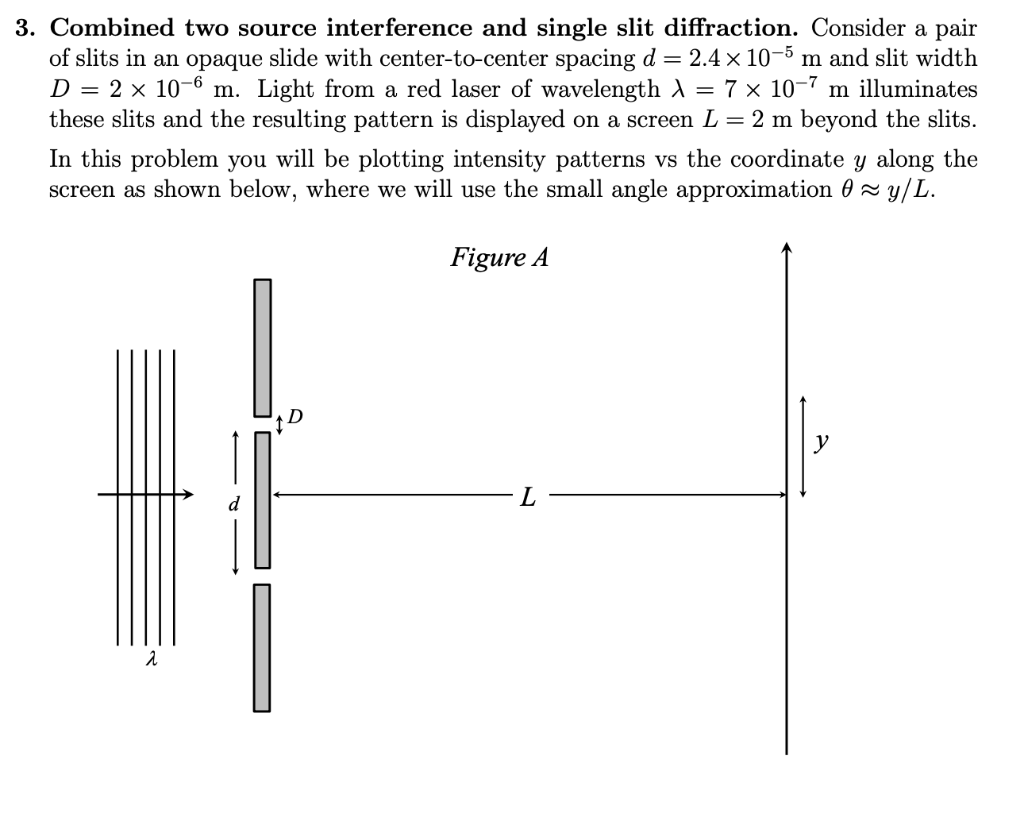 Solved 3. Combined two source interference and single slit | Chegg.com