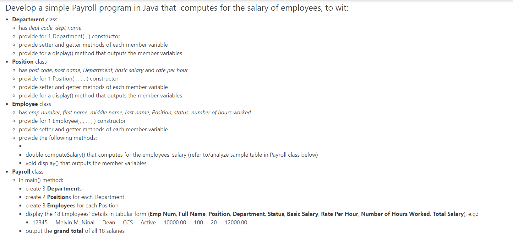 Solved Make a 4 Classes in One program that it's in the | Chegg.com