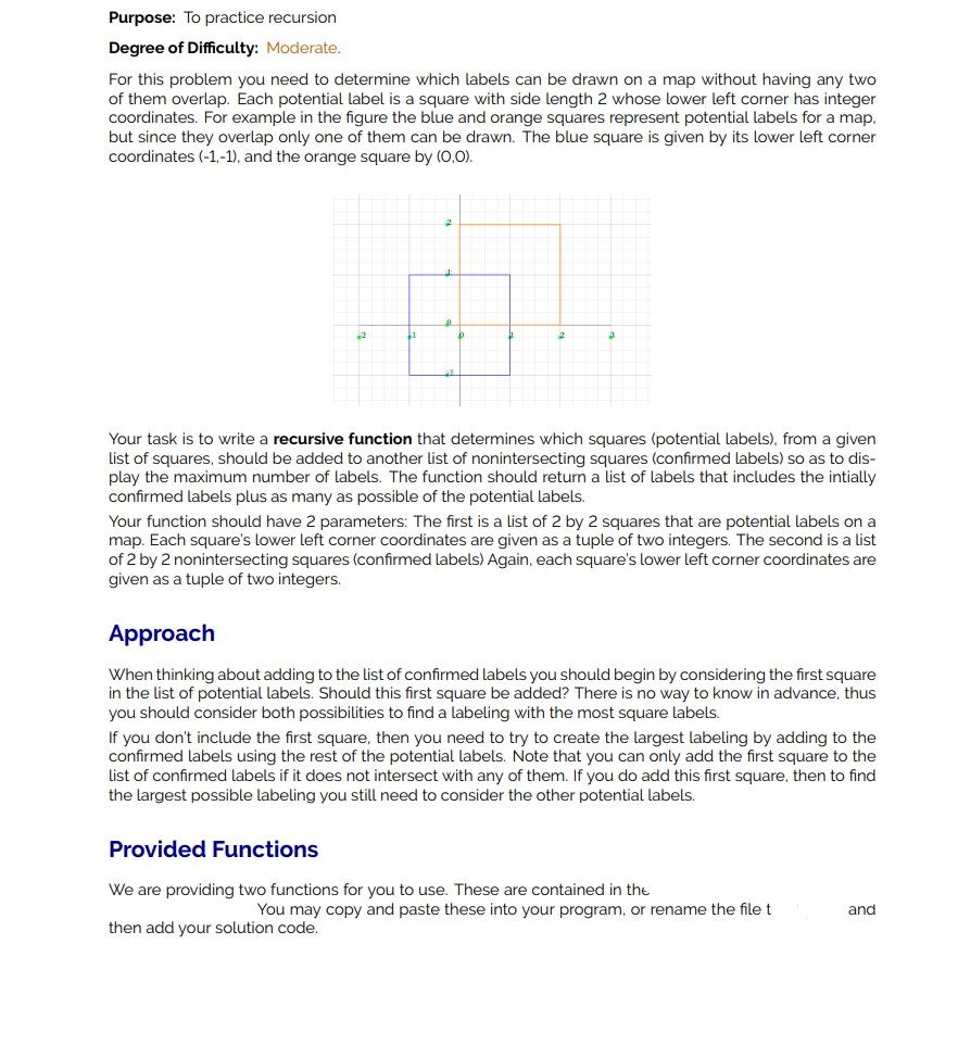 Solved Purpose: To practice recursion Degree of Difficulty: | Chegg.com