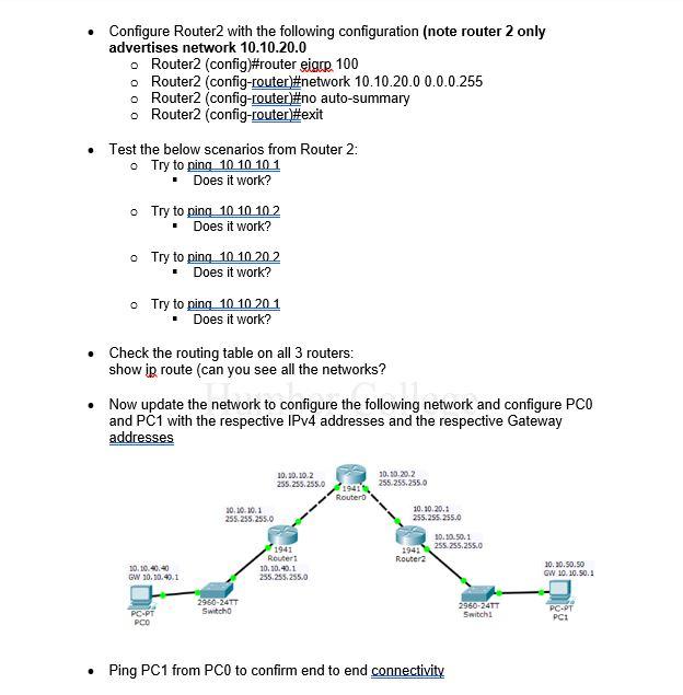 Solved Lab 8 – OSPF and EIGRP Objective: To study OSPF | Chegg.com