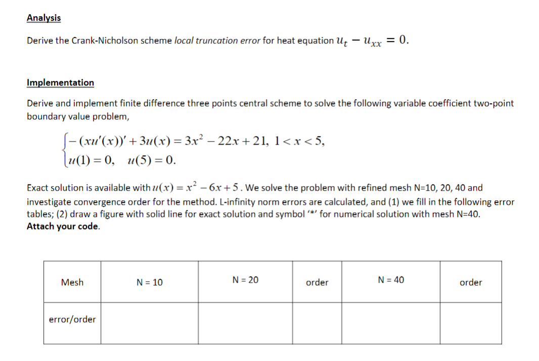 Derive The Crank Nicholson Scheme Local Truncation