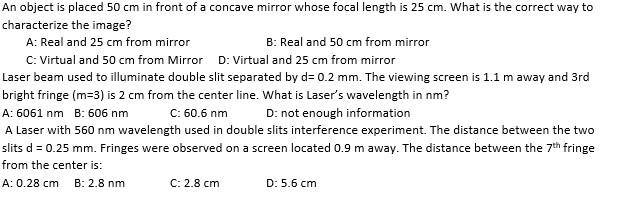 Solved An object is placed 50 cm in front of a concave | Chegg.com