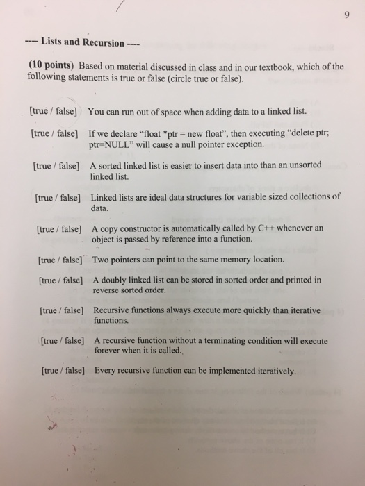 Solved Lists And Recursion 10 Points Based On Material 