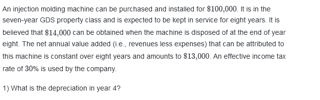 Solved 2) What is the ATCF for this machine in year 4 | Chegg.com