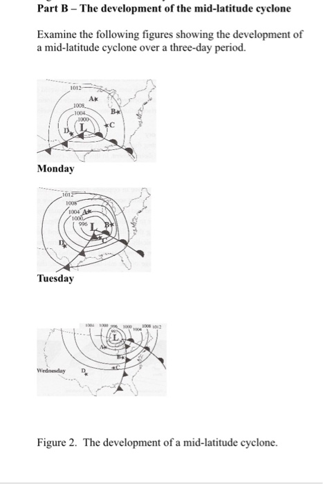Solved Part B- The development of the mid-latitude cyclone | Chegg.com