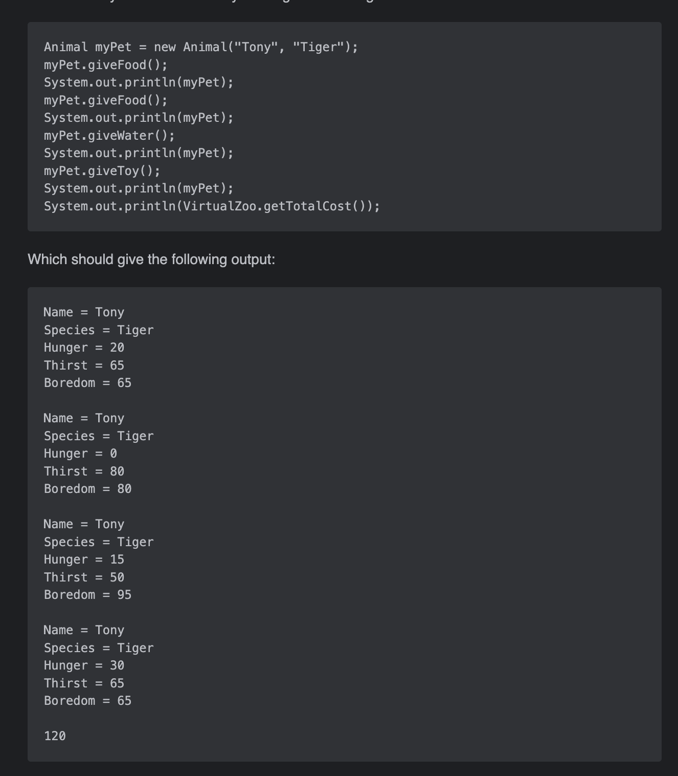 Solved Task 1 - Animal Class Take some time to read through | Chegg.com