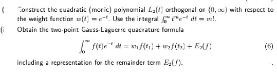( Construct the quadratic (monic) polynomial Ly(t) | Chegg.com