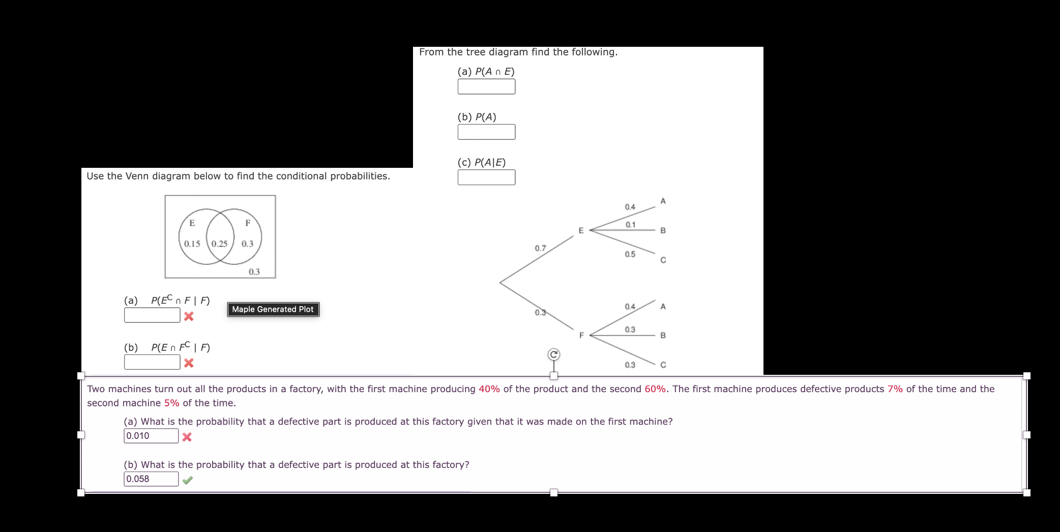 Solved From the tree diagram find the | Chegg.com