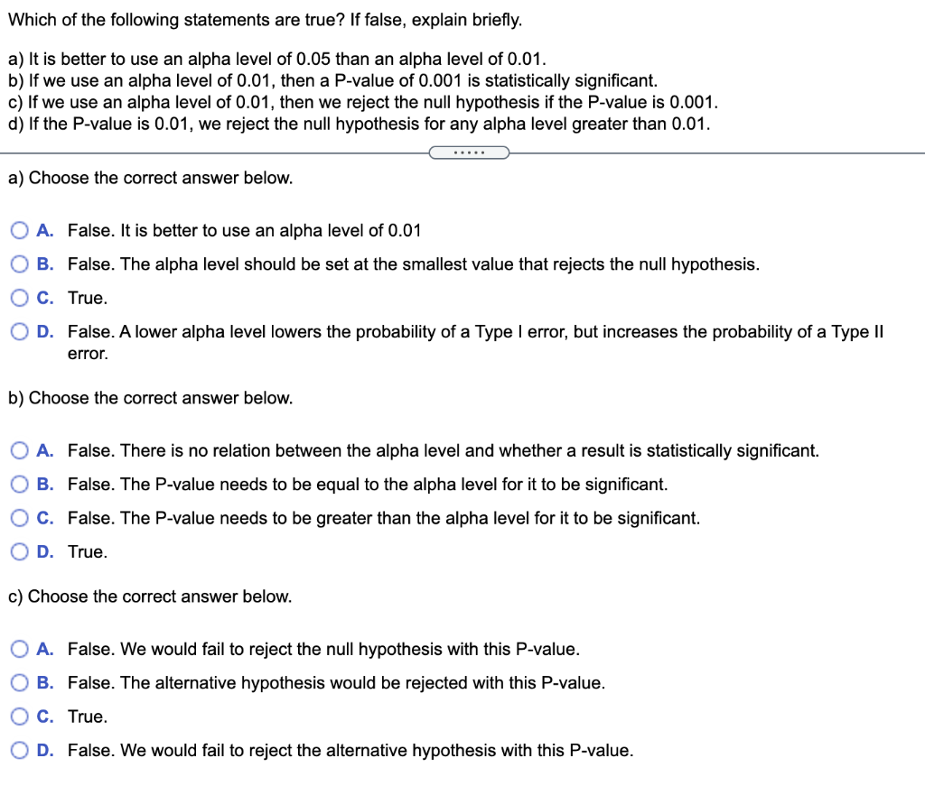 Solved Which of the following statements are true? If false, | Chegg.com