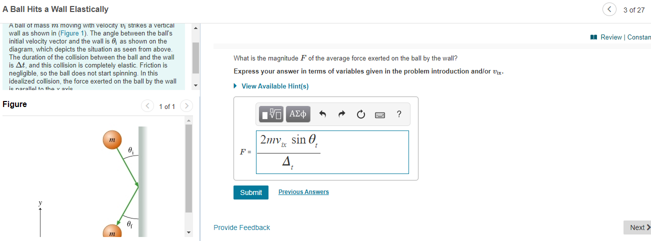 Solved A Ball Hits a Wall Elastically