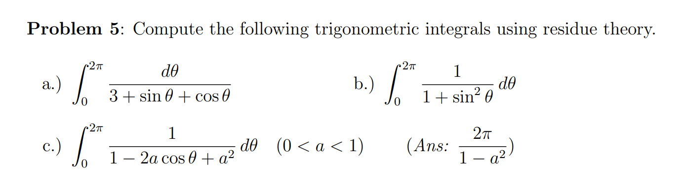 Solved Problem 5: Compute the following trigonometric | Chegg.com