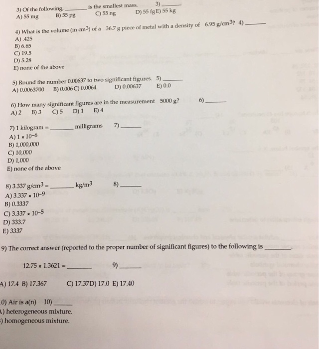 Solved Of the following, is the smallest mass. _____ 55 mg | Chegg.com