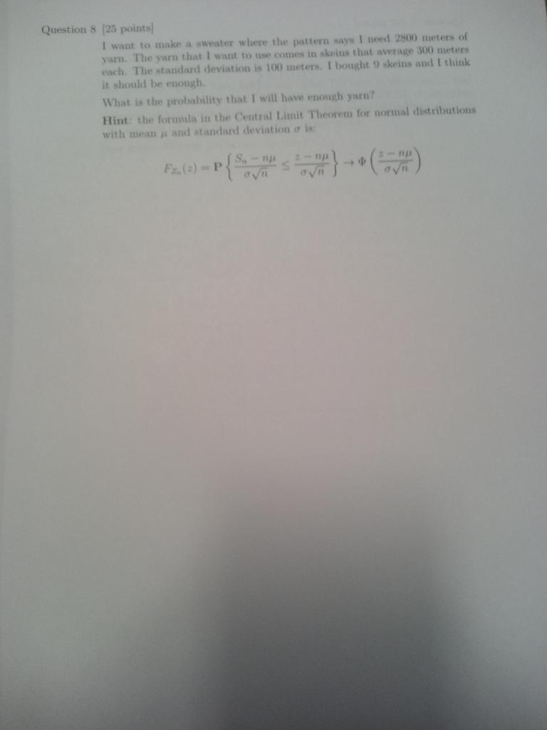 Solved Question 8 [25 points] 1 wat to make a sweater where | Chegg.com