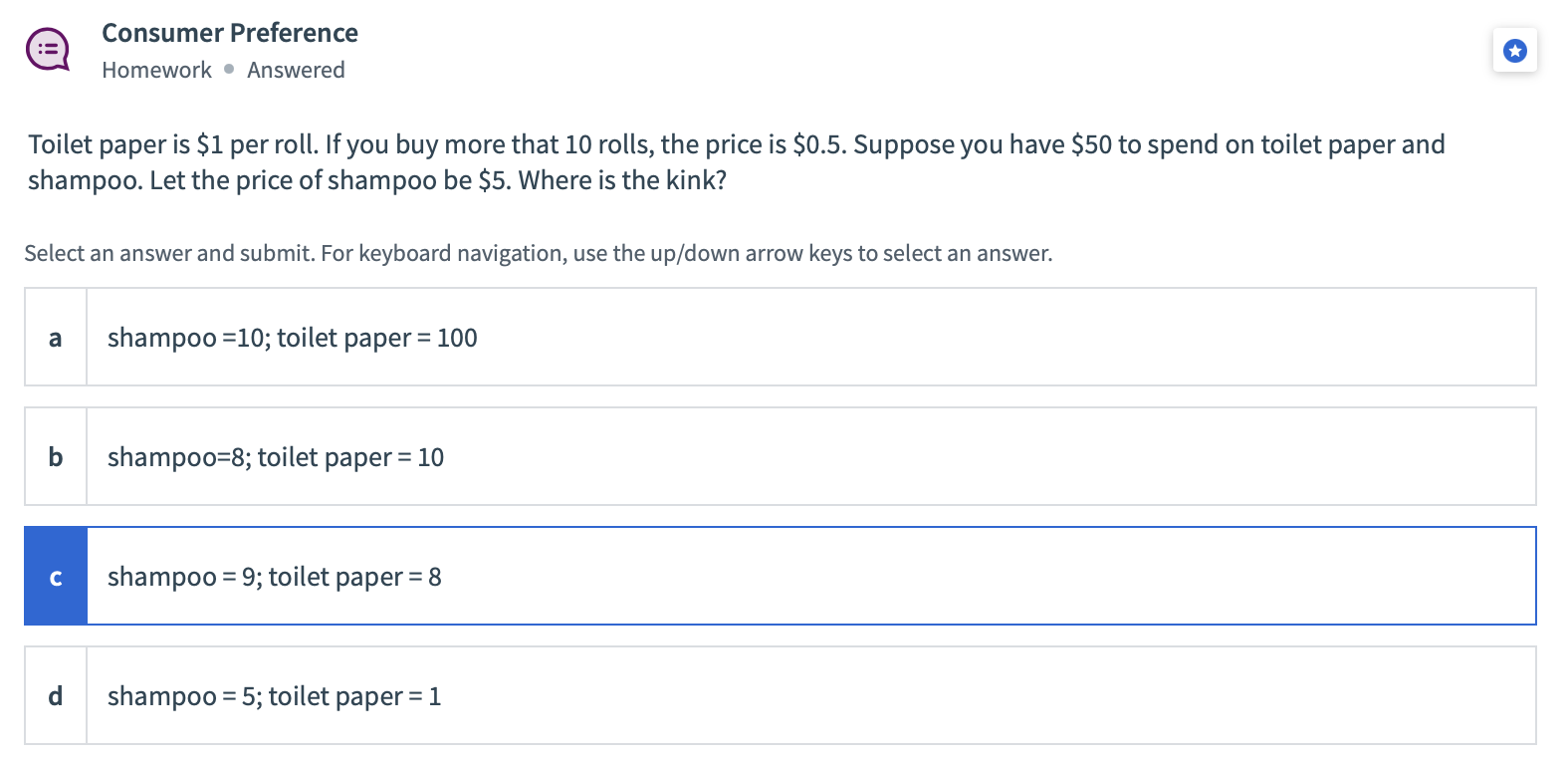 Solved Consumer Preference Homework • Answered Toilet paper | Chegg.com