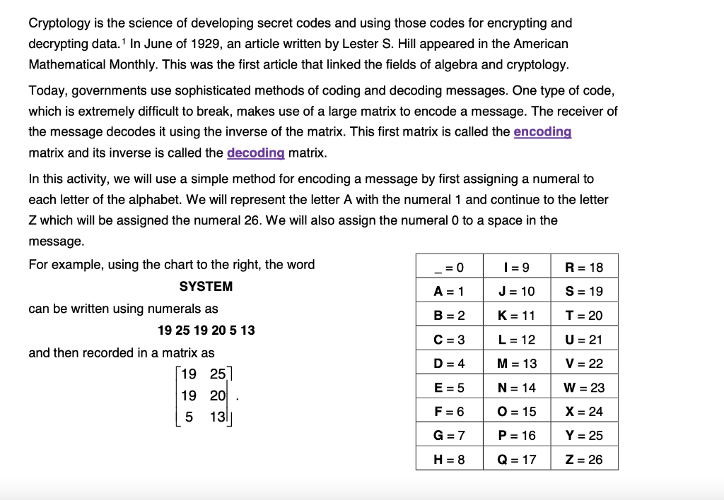 Solved Cryptology is the science of developing secret codes | Chegg.com