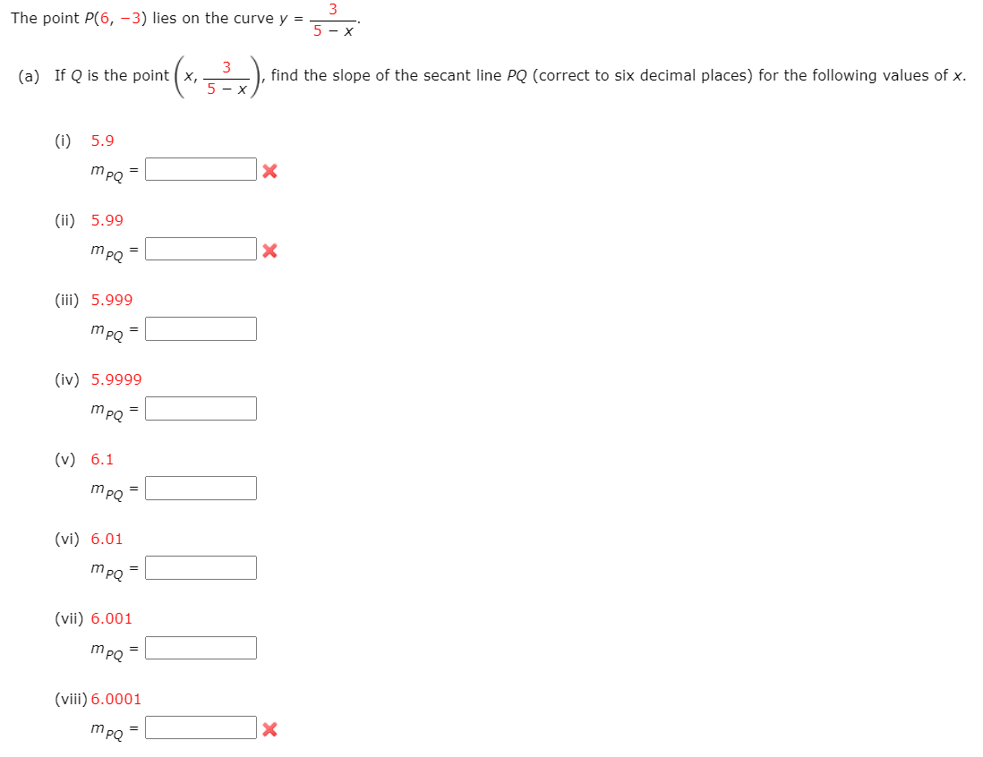 Solved The Point P 6 3 Lies On The Curve Y 3 5 X 3 A