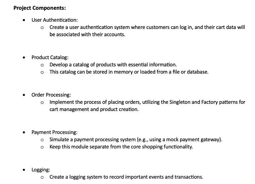 Solved roject Components: - User Authentication: - Create a | Chegg.com