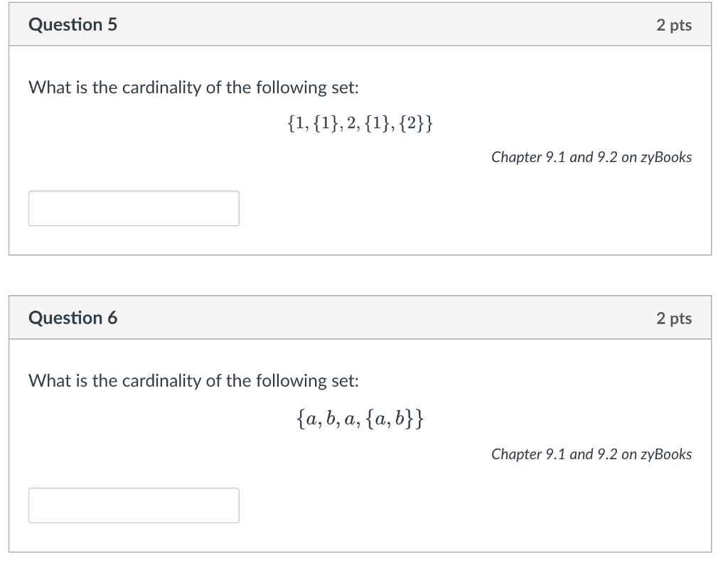 Solved What is the cardinality of the following set: | Chegg.com