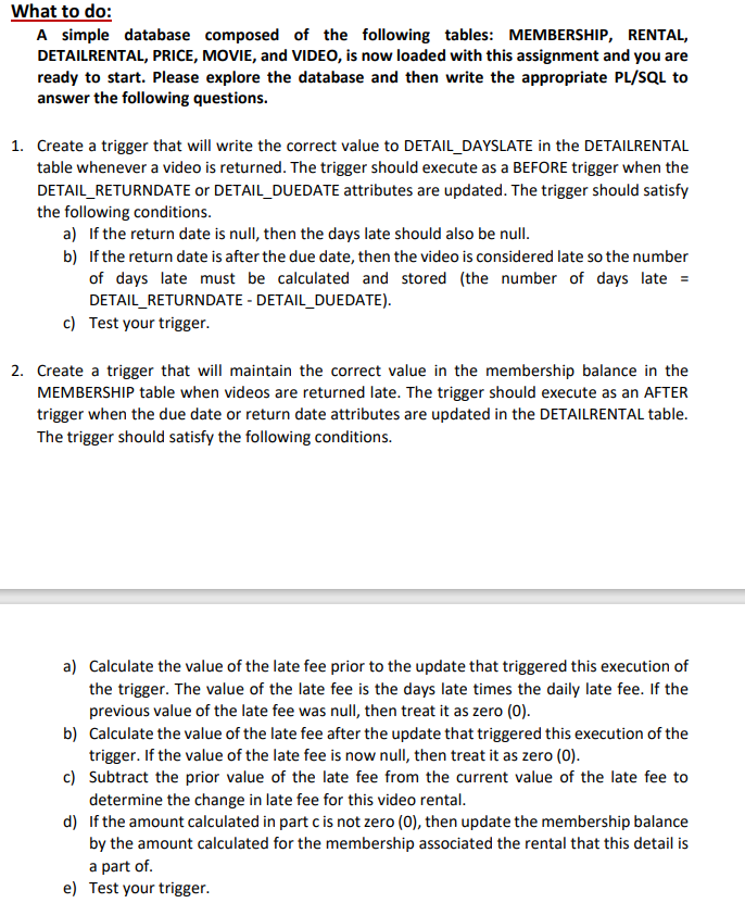 Solved What to do: A simple database composed of the | Chegg.com