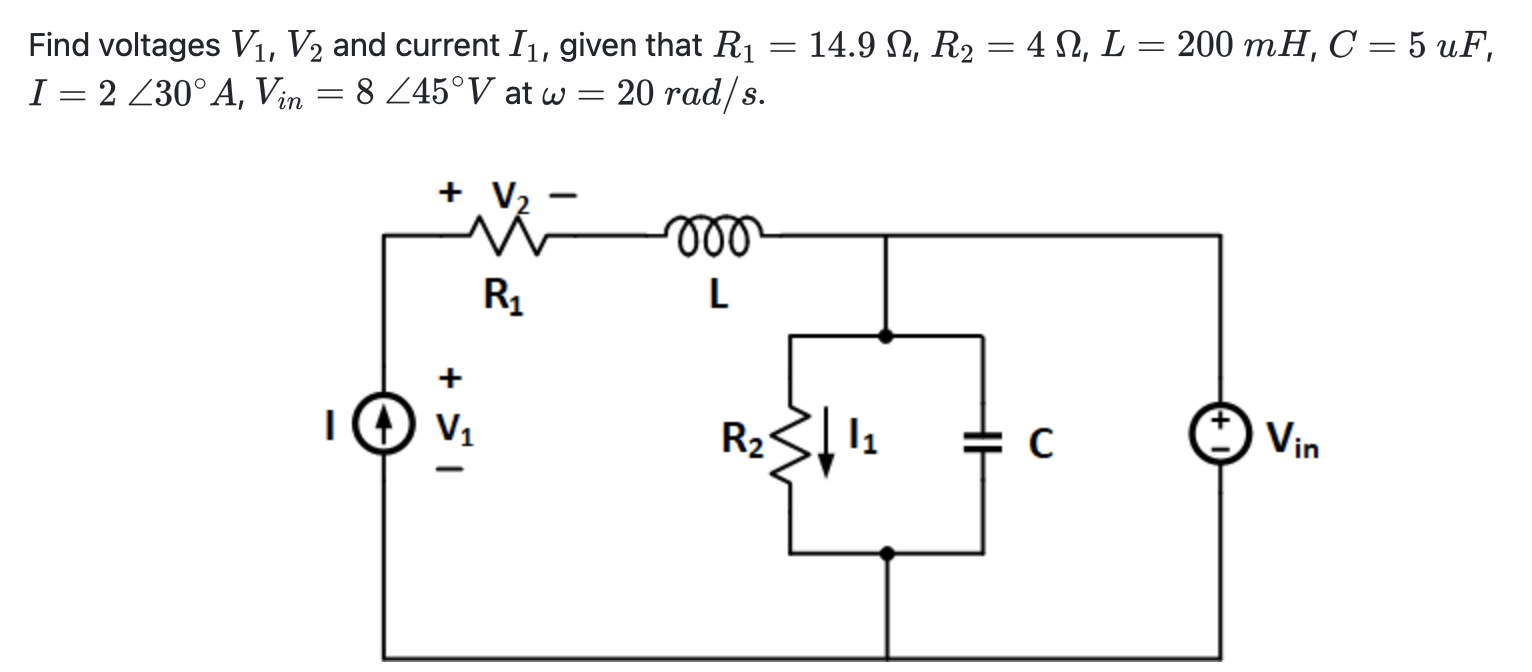 Solved Find voltages V1,V2 ﻿and current I1, ﻿given that | Chegg.com