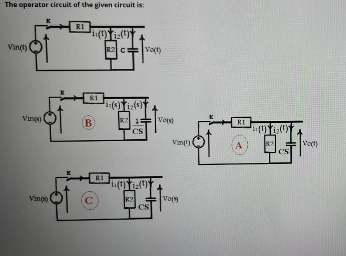Solved The operator circuit of the given circuit is: K R1 | Chegg.com