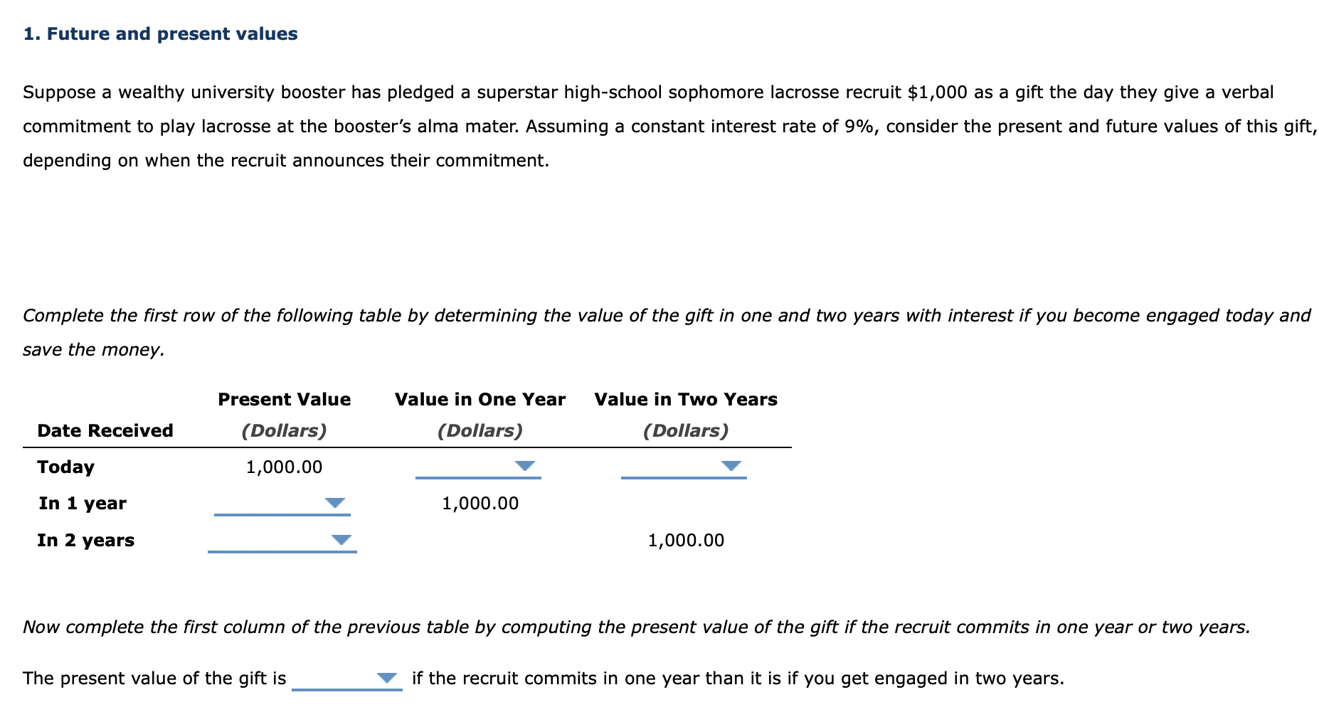 Solved 1. Future and present values Suppose a wealthy | Chegg.com