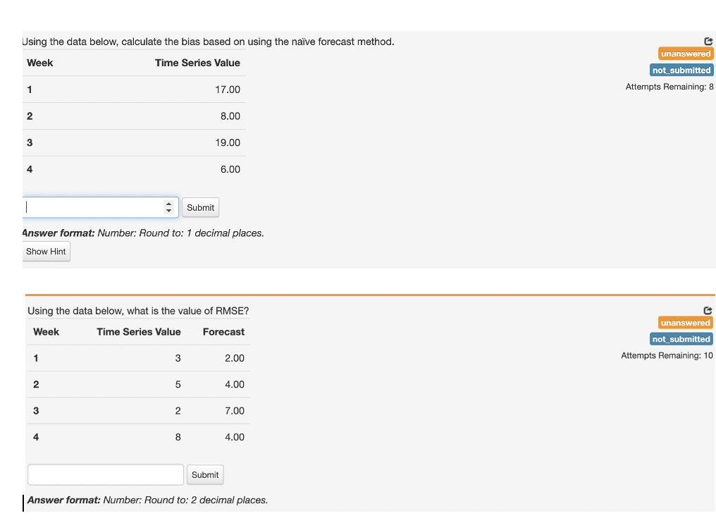 Solved Using the data below, calculate the bias based on | Chegg.com