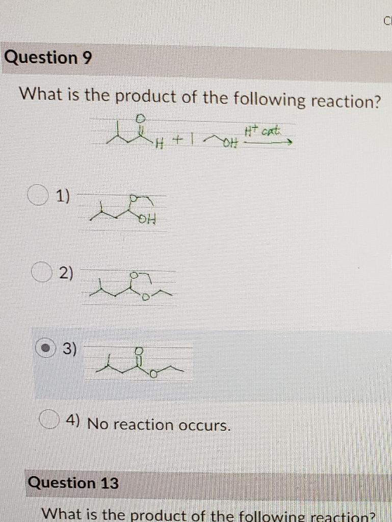Solved Question 9 What is the product of the following | Chegg.com