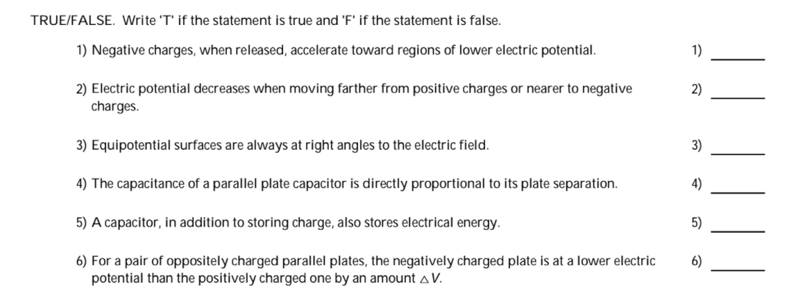 Solved TRUE/FALSE. Write 'T' if the statement is true and | Chegg.com