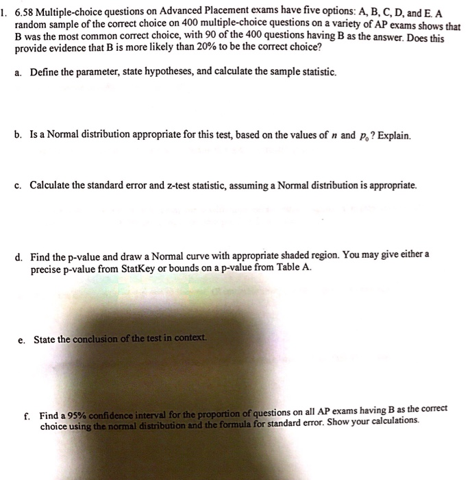 Solved 6.58 Multiple-choice questions on Advanced Placement | Chegg.com