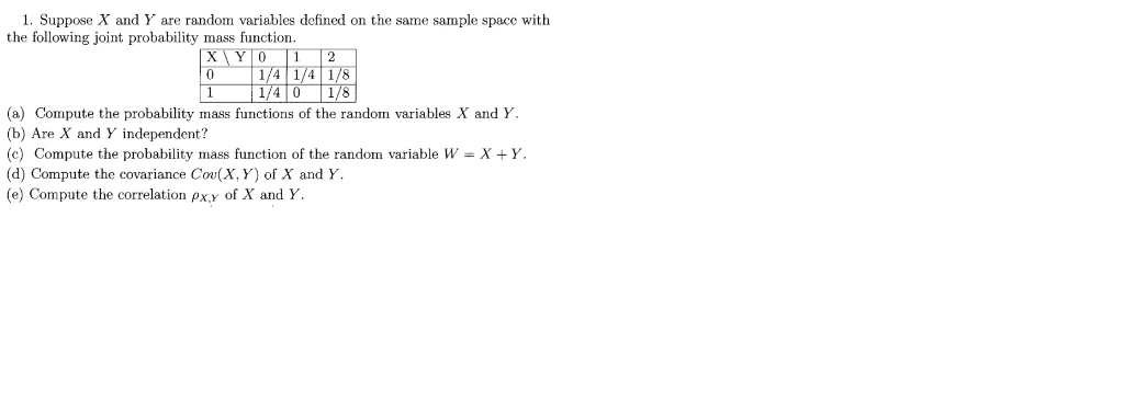 Solved 1. Suppose X and Y are random variables defined on | Chegg.com