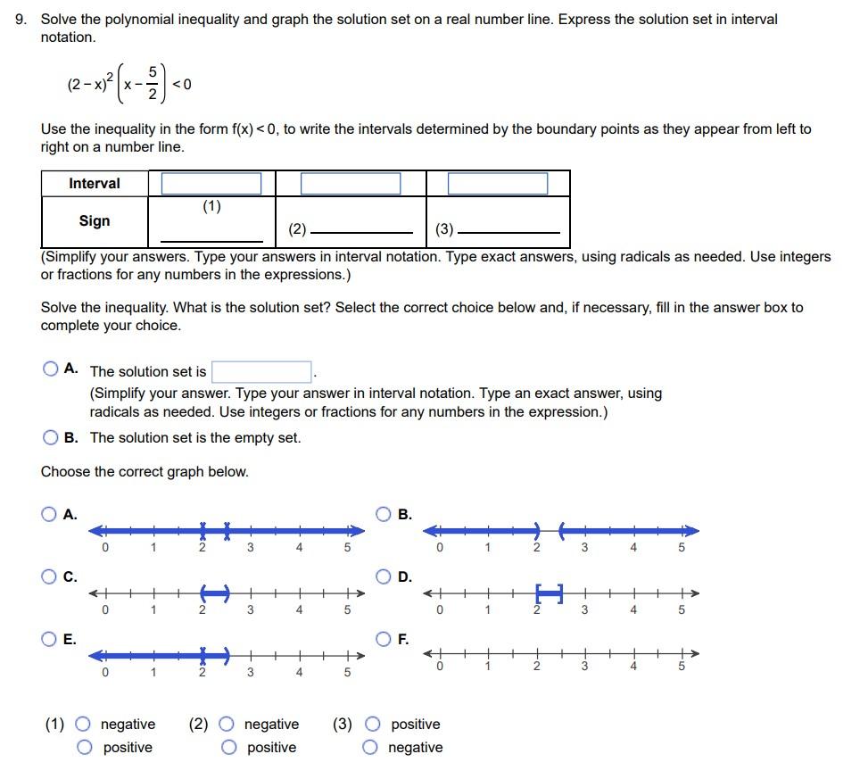 9. Solve the polynomial inequality and graph the | Chegg.com