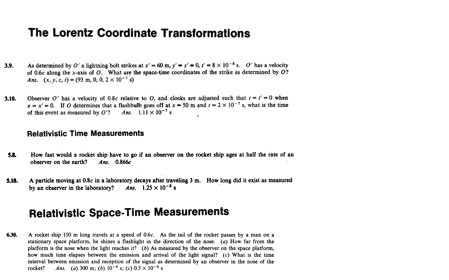 Solved The Lorentz Coordinate Transformations 3.9. As | Chegg.com