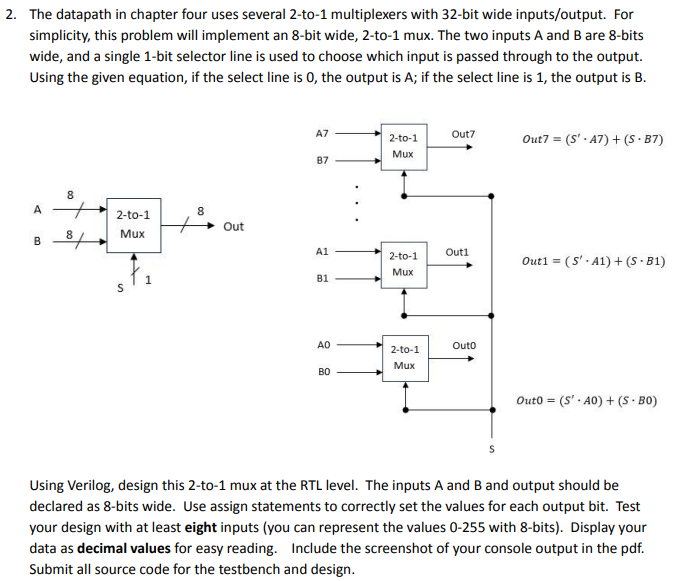 Solved The datapath in chapter four uses several 2-to-1 | Chegg.com
