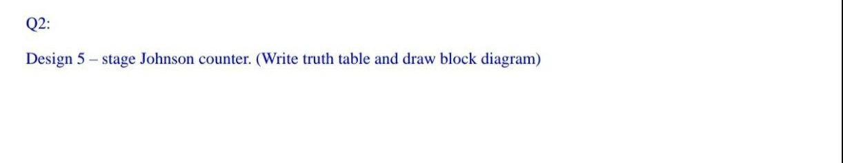 Solved Q2: Design 5 - stage Johnson counter. (Write truth | Chegg.com