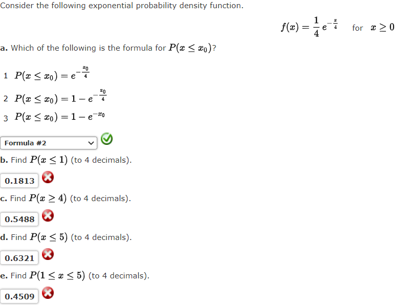 Solved Consider the following exponential probability | Chegg.com