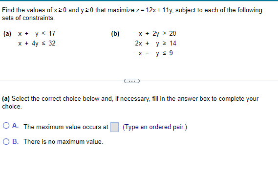 Solved Find the values of x≥0 and y≥0 that maximize | Chegg.com