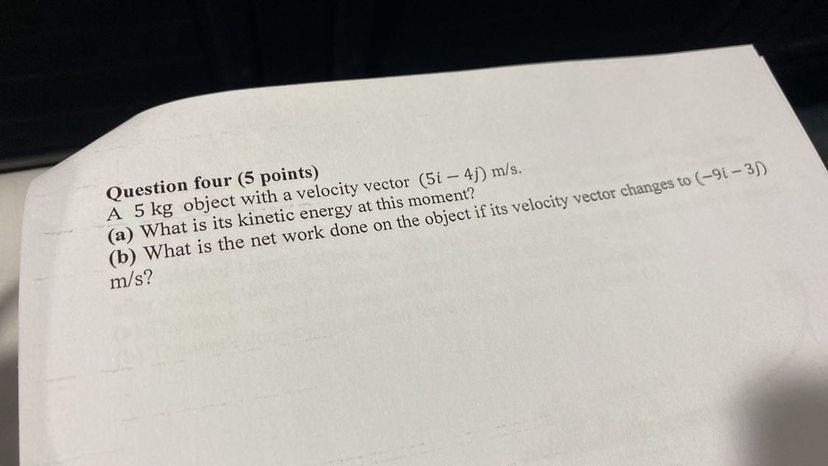 Solved Question Four 5 Points A 5 Kg Object With A